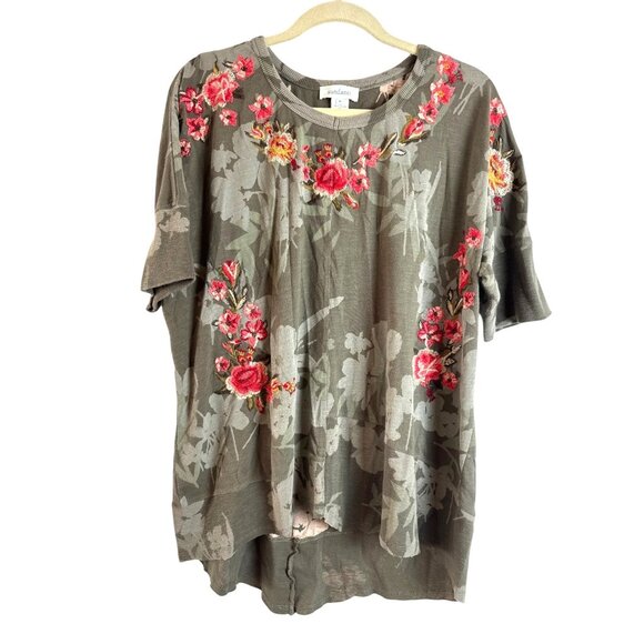 Sundance | Tops | Floral Embroidered Sage Green Cotton Blend Tunic By ...